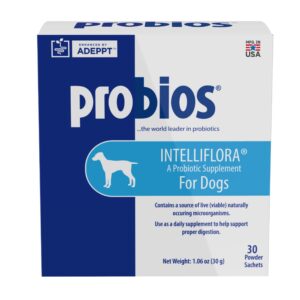 probios intelliflora for dogs - 30 powder sachets -nutritional supplement for dogs - dog probiotic - dog health supplies - supplements for dogs