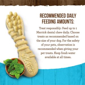 Merrick Fresh Kisses Natural Dental Chews Toothbrush Shape Treat Infused with Real Mint Medium Dogs - 10 Ct. Bag