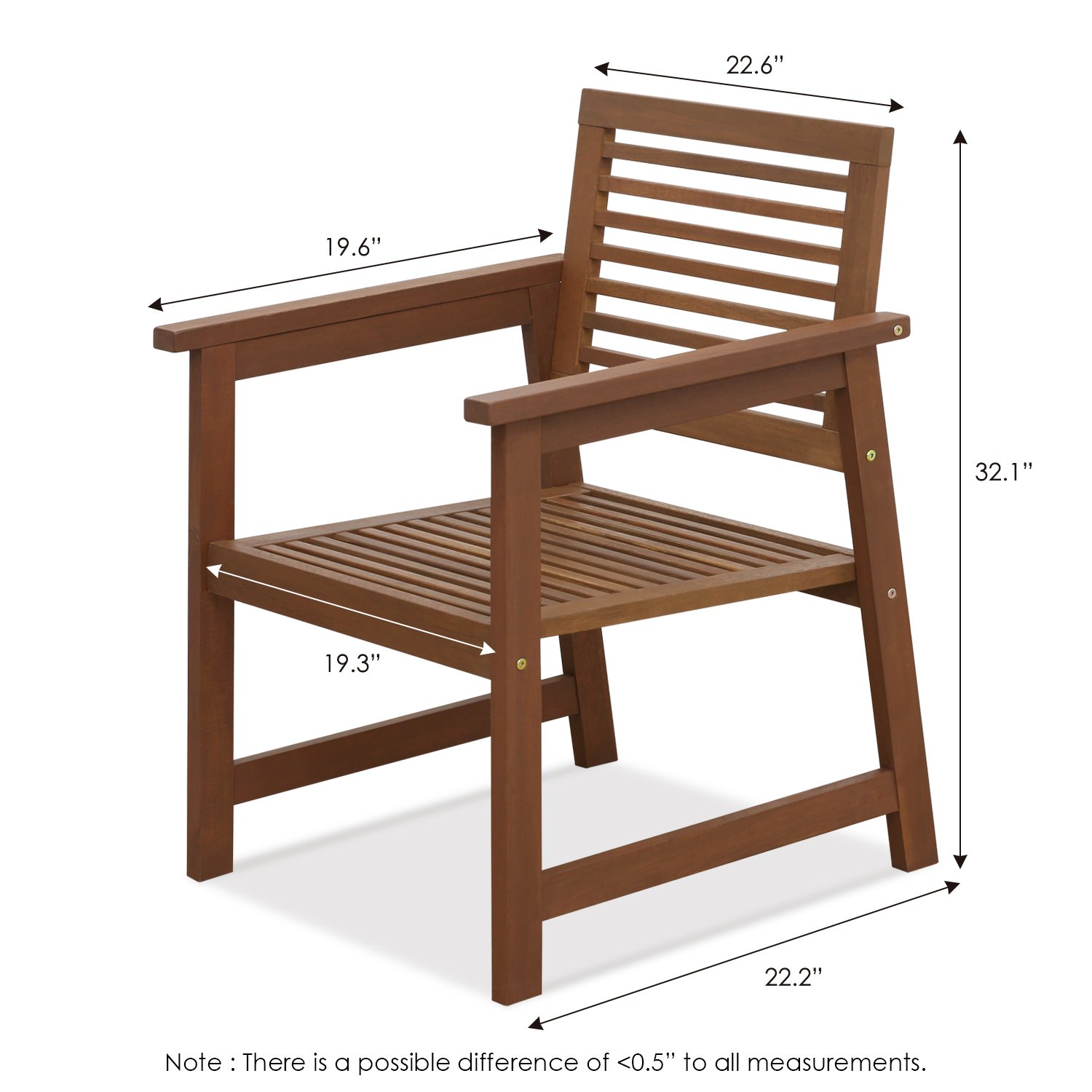 Furinno Tioman Teak Hardwood Outdoor Armchair Armchair w/o Cushion, FG161249R Set of Two