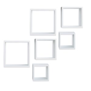 Wallniture Modern Nursery Room Decor Box Storage Floating Shelves White Set of 6