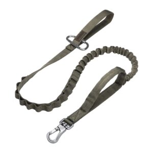 excellent elite spanker tactical bungee dog leash military adjustable dog leash quick release elastic leads rope with 2 control handle(ranger green)