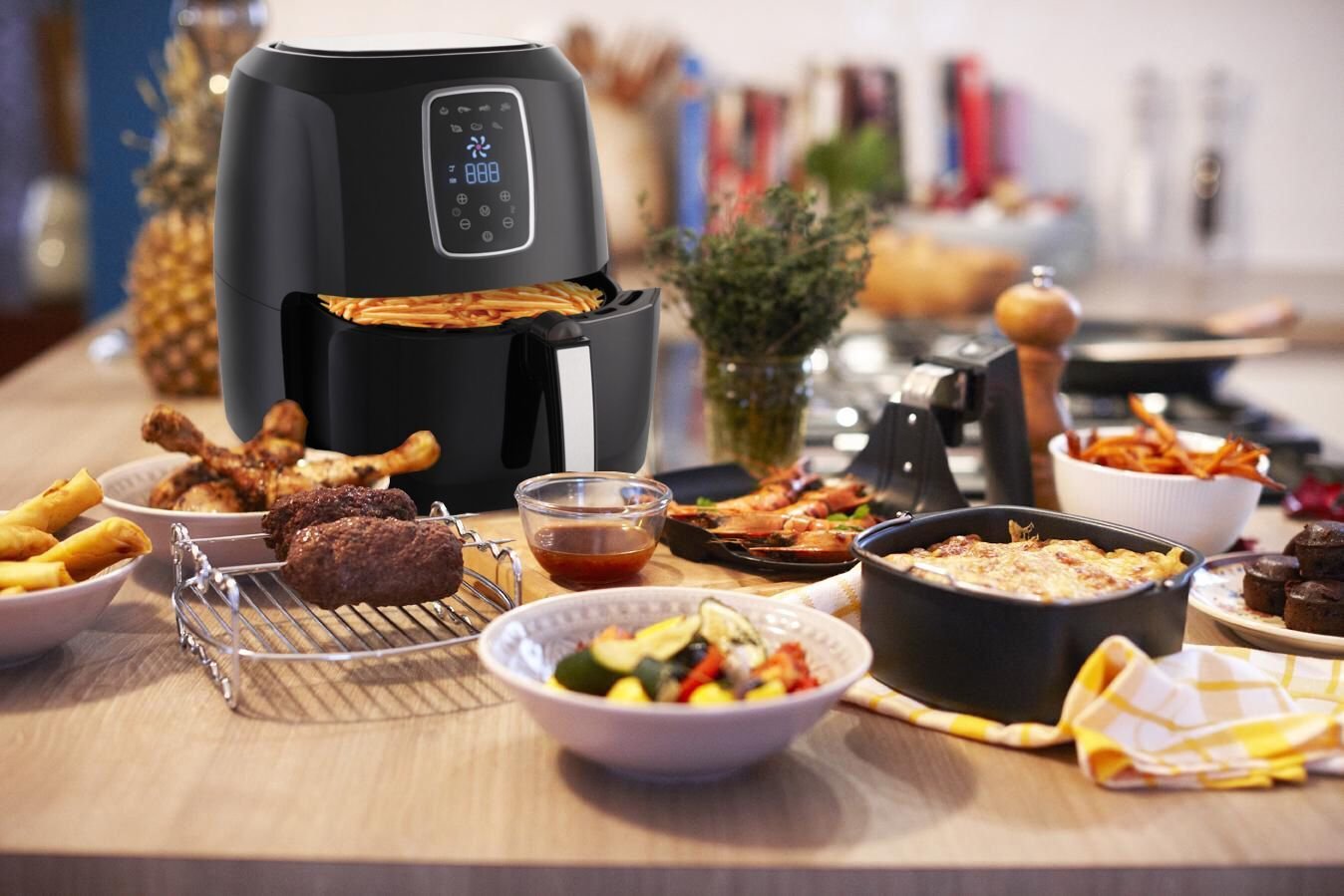 Emerald Electric Air Fryer with LED Touch Display- 5.2L Capacity (1804)