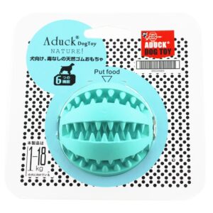 ADUCK Dog Ball Toys for Aggressive Chewers Teething Cleaning (Dental Treat) (Bite Resistant) Natural Soft Bouncy Rubber Ball Toys for Pet IQ Training Playing and Chewing -2.8 Inch (Mint Green)