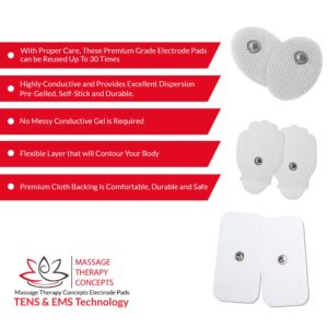 TENS Unit Pads - Premium Quality Snap Replacement Electrodes for TENS and EMS Electrotherapy - Self Adhesive Reusable Patches up to 30 Times (20 Pads) Combo (S, L, XL)