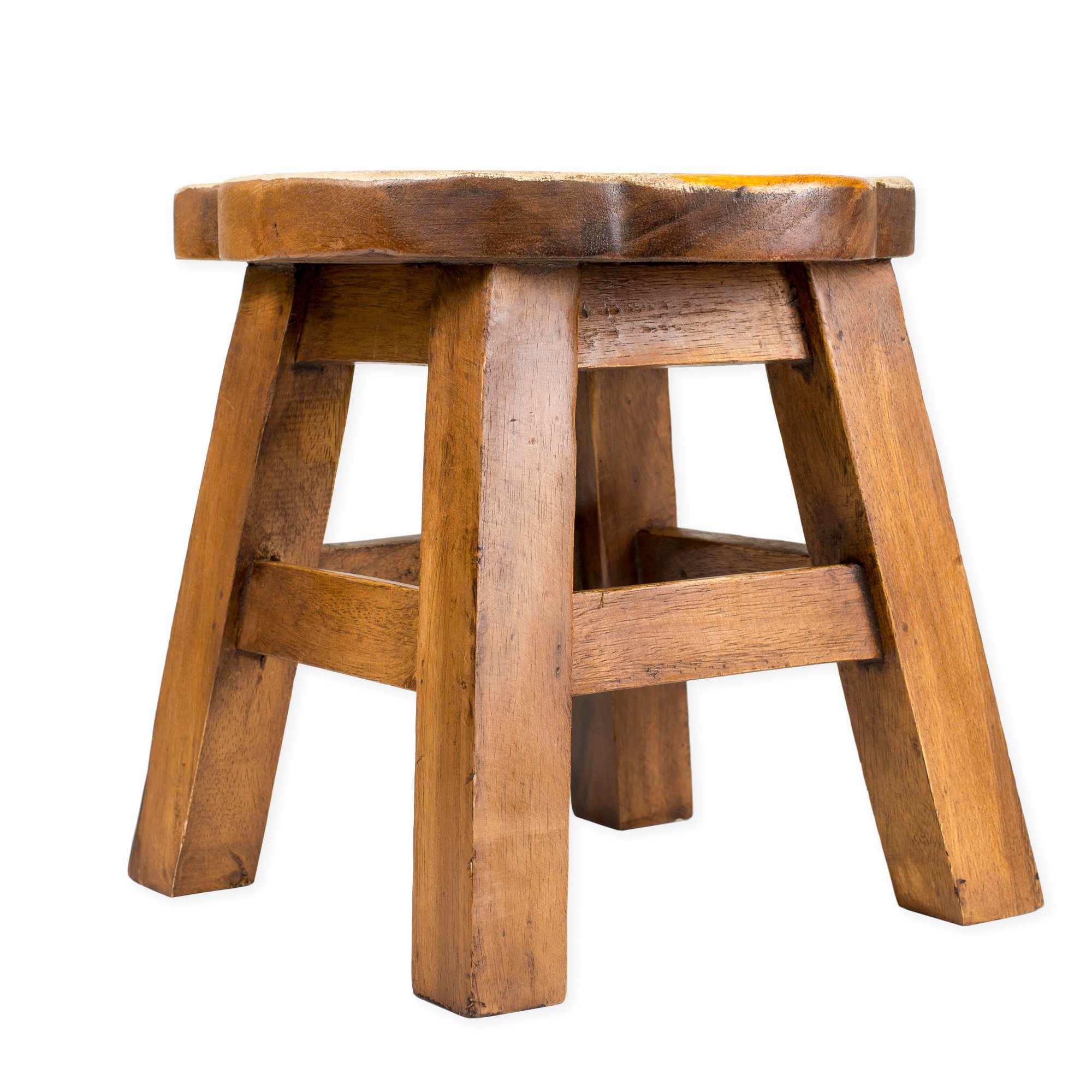 Sea Island Imports Tiger Design Hand Carved Acacia Hardwood Decorative Short Stool