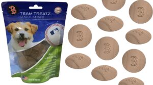 mlb boston red sox dog treats. delicious baseball shaped cookies for dogs & cats. best dog rewards. natural & healthy dental dog snack.