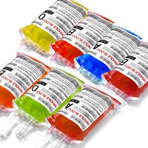 lightopia blood bags for drinks, lightopia set of 10 iv bags - 11.5 fl oz, party decoration cups , halloween/vampire/nurse graduation/zombie party favors