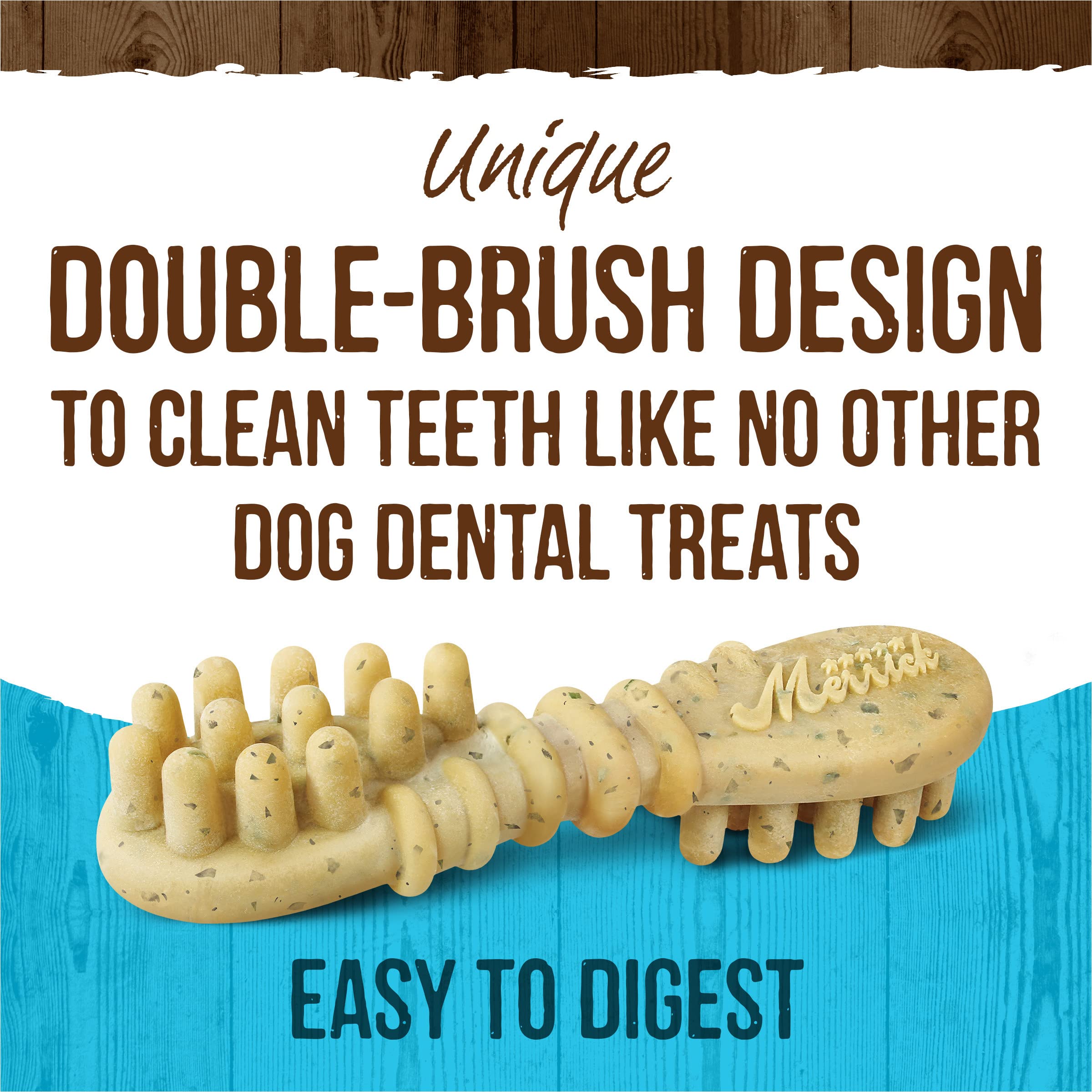 Merrick Fresh Kisses Natural Dental Chews Toothbrush Shape Treat Infused with Real Mint Medium Dogs - 10 Ct. Bag