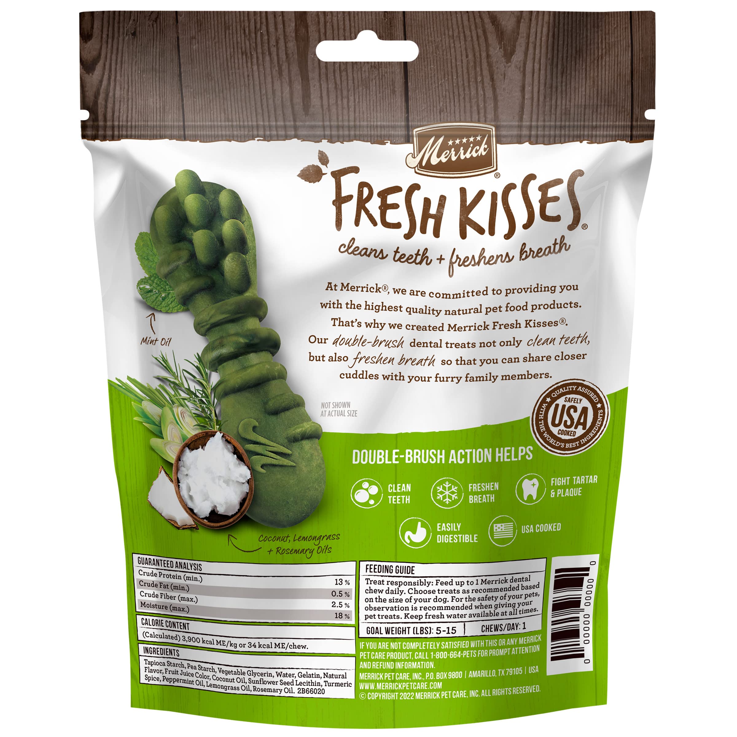 Merrick Fresh Kisses Natural Dental Chews Infused With Coconut And Botanical Oils For Tiny Dogs 5-15 Lbs - 20 ct. Bag