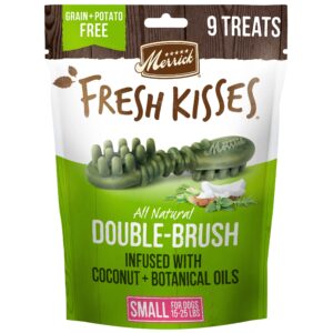 merrick fresh kisses natural dental chews infused with coconut and botanical oils for small dogs 15-25 lbs - 9 ct. bag