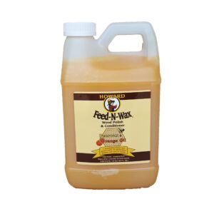 howard feed-n-wax restorative wood furniture polish and conditioner 64 ounce 1/2 gallon, beeswax feeds wood, antique furniture restoration