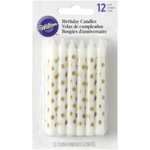 wilton gold dot birthday candles, wax, multicoloured, 1.6 x 7.32 x 12.7 cm