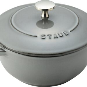 Staub Wa-NABE 40501-006 Gray M 7.1 inches (18 cm) Two-Handed Cast Iron Pot, Cooking, 2 Pieces, Induction Compatible