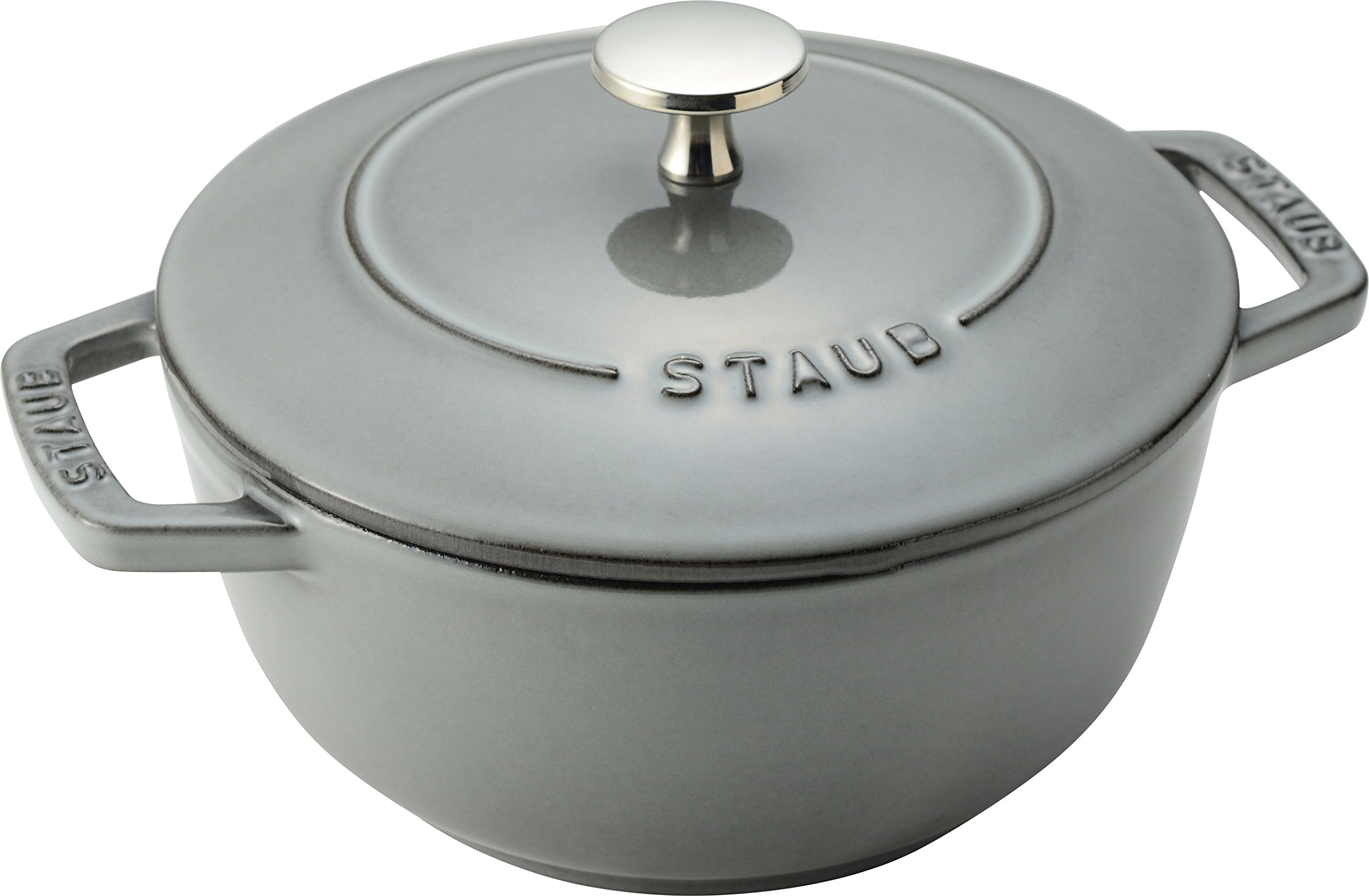 Staub Wa-NABE 40501-006 Gray M 7.1 inches (18 cm) Two-Handed Cast Iron Pot, Cooking, 2 Pieces, Induction Compatible