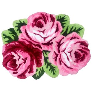 abreeze 3 rose shaped rug pink roses rug shaggy bath mat anti-slip mat personalized custom carpets doormat bathroom rug super water absorbent, machine washable