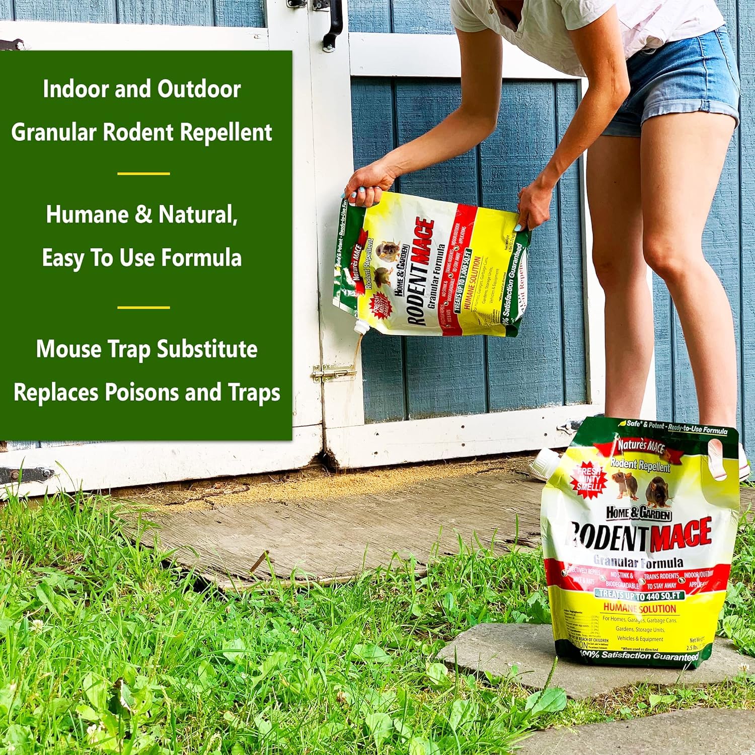 Nature’s MACE Rodent Repellent 22lb, Rodent Repellent Granules for Indoor & Outdoor, Mouse and Rat Prevention, for Garage, Attic, Kitchen, Car, Peppermint Oil Blend, Safe to Use, Covers 4,400 Sq Ft