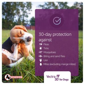 Vectra 3D for Dogs Flea, Tick & Mosquito Treatment & Prevention for Small Dogs (11 – 20 lbs) , 3 month supply