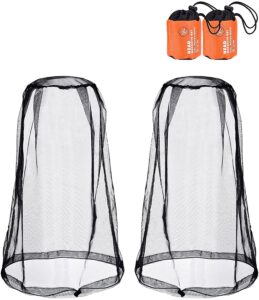 2 pack head net face mesh head cover for outdoor lovers protect from fly screen mosquito gnat and other flies (regular size, black)