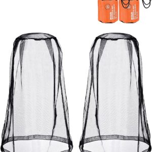 2 Pack Head Net Face Mesh Head Cover for Outdoor Lovers Protect from Fly Screen Mosquito Gnat and Other Flies (Regular Size, Black)