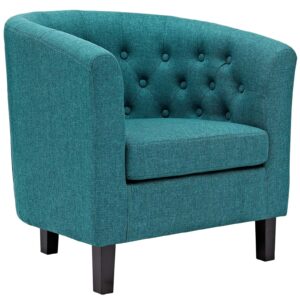 modway prospect upholstered fabric contemporary modern accent arm chair in teal