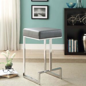 Coaster Home Furnishings Gervase Square Counter Height Stool Grey and Chrome