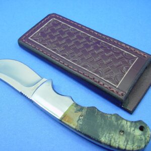 Basket Weave Pattern Pocket Sheath for Fixed Blade Knife, 5 3/4" Premium Leather Knife Holder, Dark Brown