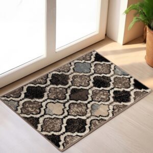 superior indoor small area rug, jute backed, perfect for living/ dining room, bedroom, office, kitchen, entryway, modern geometric trellis floor decor, viking collection, 2' x 3', ivory