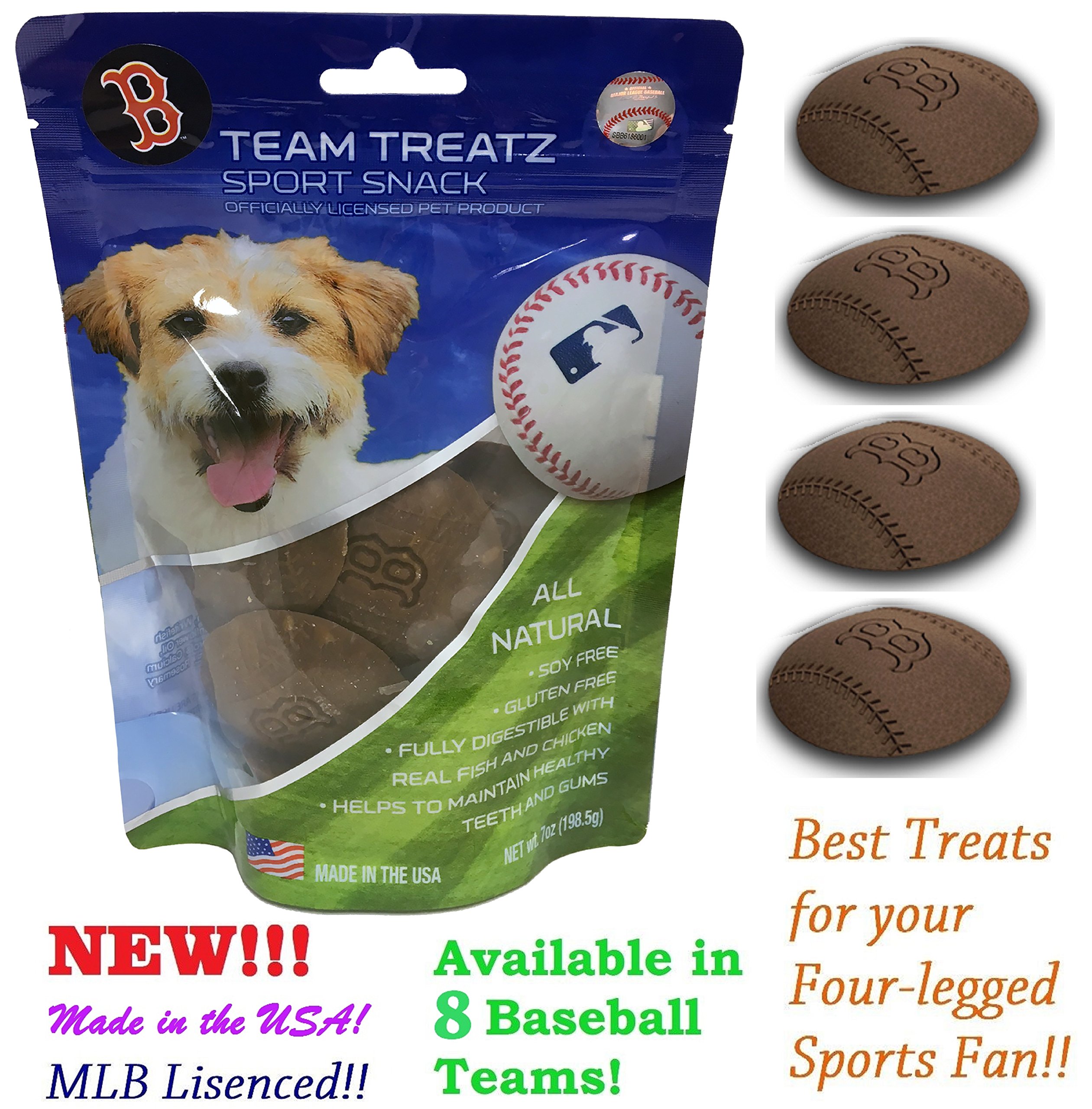 Mlb Boston Red Sox Dog Treats. Delicious Baseball Shaped Cookies For Dogs & Cats. Best Dog Rewards. Natural & Healthy Dental Dog Snack.