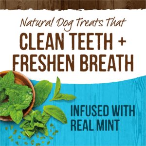 Merrick Fresh Kisses Natural Dental Chews Toothbrush Shape Treat Infused with Real Mint Medium Dogs - 10 Ct. Bag