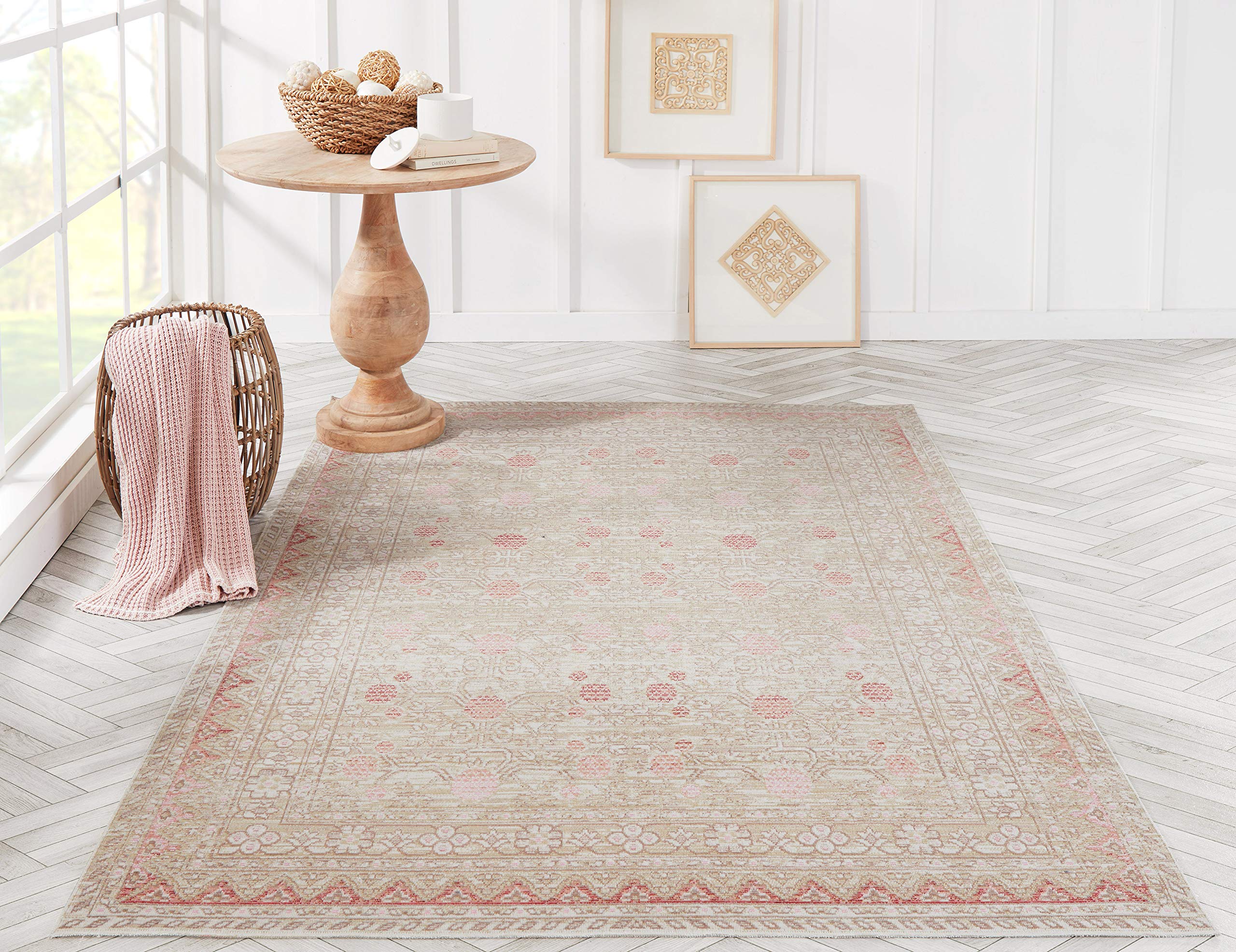 Momeni Rugs Isabella Traditional Oriental Flat Weave Area Rug, 7'10" x 10'6", Pink