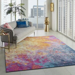 Nourison Passion Sunburst 6'7'' x 9'6'' Area--Rug, Modern, Abstract, Easy--Cleaning, Non Shedding, Bed Room, Living Room, Dining Room, Kitchen, (7' x 10')