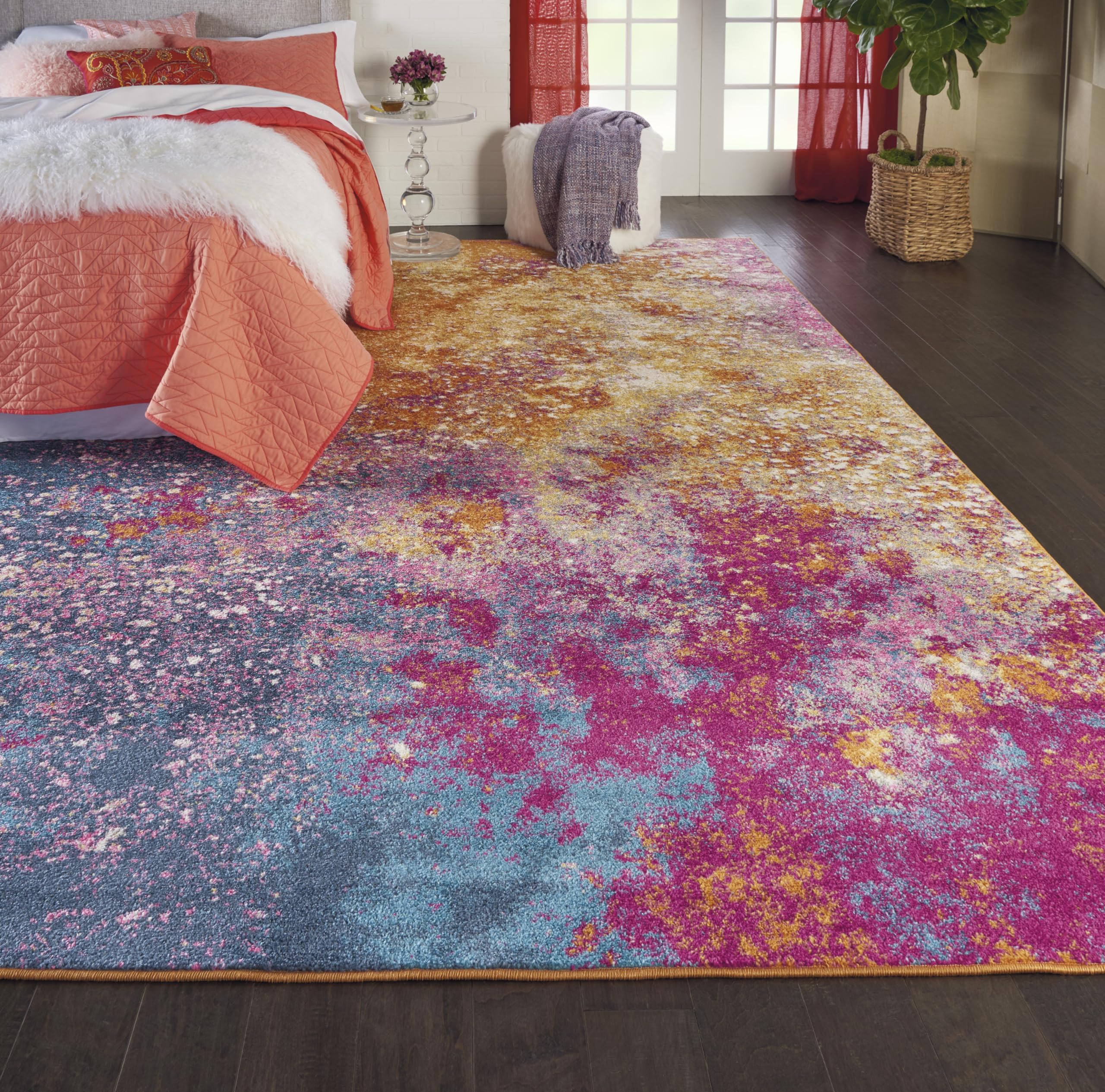 Nourison Passion Sunburst 6'7'' x 9'6'' Area--Rug, Modern, Abstract, Easy--Cleaning, Non Shedding, Bed Room, Living Room, Dining Room, Kitchen, (7' x 10')