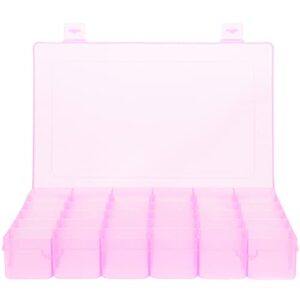 frcolor plastic jewelry storage box organizer container with adjustable 36 grids craft organizers and storage (pink)