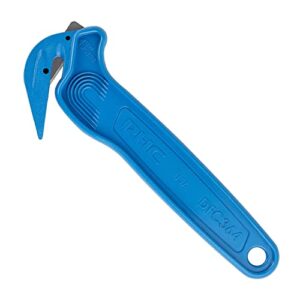 pacific handy cutter metal detectable disposable film cutter | safety box cutter & tape splitter | sharp & durable steel blade | perfect for cryovac, plastic bags, & shrink wrap | blue