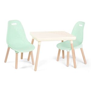 b. toys- b. spaces- table and chair set- furniture for toddlers- 1 craft table & 2 chairs- natural wooden legs- mint- 3 years +