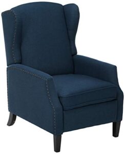 christopher knight home wescott weyland wingback traditional fabric recliner (navy blue)