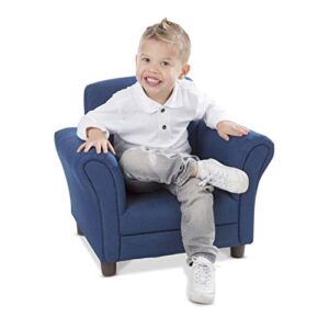 Melissa & Doug Denim Fabric Child’s Armchair (Kid’s Furniture, 23”L x 17.5”W x 18.3”H) - Children's Furniture, Child's Reading Chair, Chairs For Toddlers, Oversized Kid's Armchair