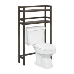 New Ridge Home Goods Dunnsville 2-Shelf Over The Toilet Space Saver with Side Storage, ESPRESSO