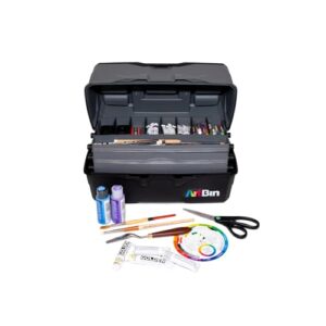 ArtBin 3-Tray Art Supply Box Versatile Organizer for Brushes, Paints, Stamps, and More - Durable Hard Plastic, Secure Closure, Portable with Top Trays and Dividers