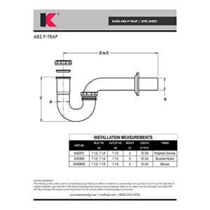 Plumb Pak K400PC 1/2 or 1 1/4, Chrome P Trap