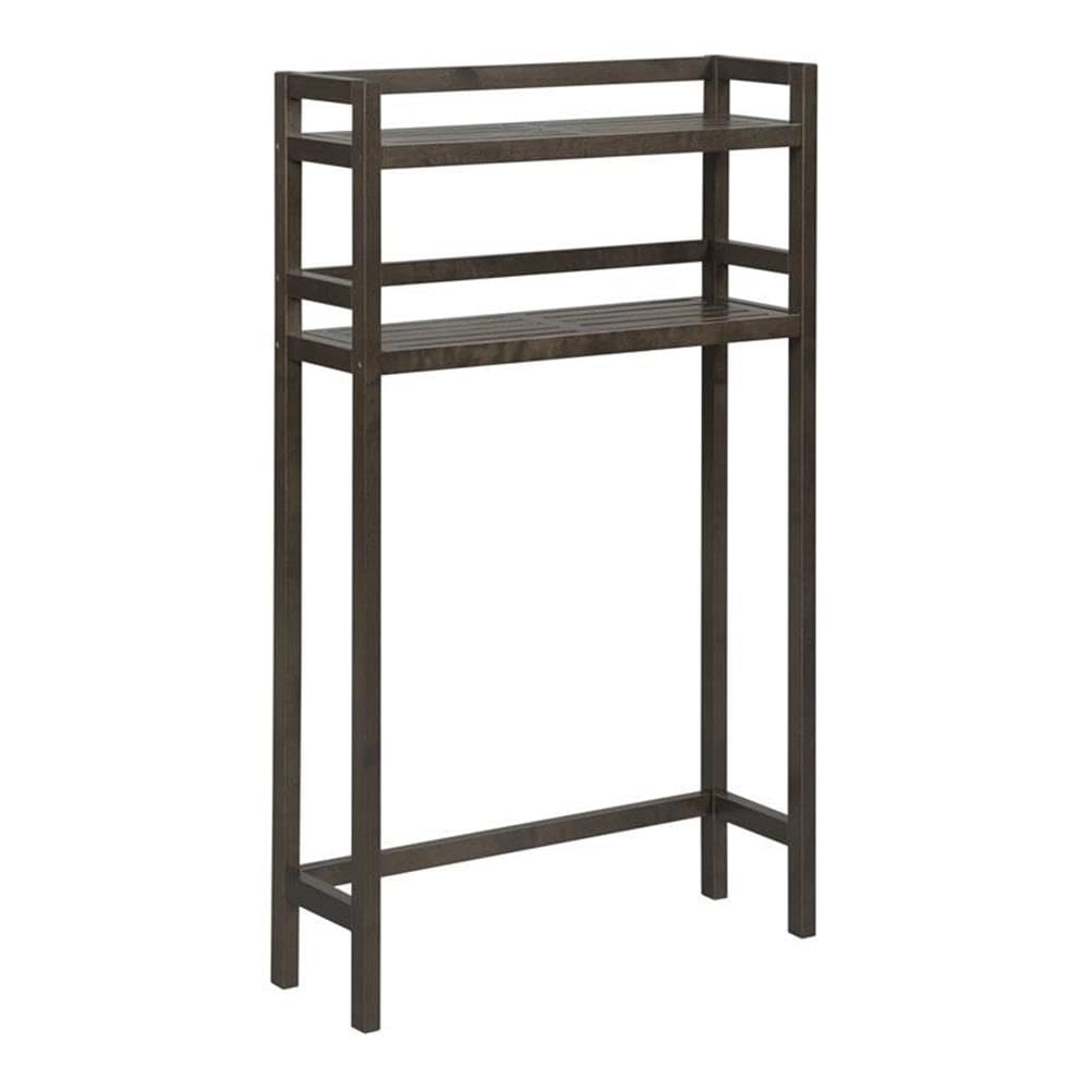 New Ridge Home Goods Dunnsville 2-Shelf Over The Toilet Space Saver with Side Storage, ESPRESSO