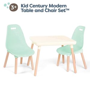 B. toys- B. spaces- Table and Chair Set- Furniture For Toddlers- 1 Craft Table & 2 Chairs- Natural Wooden Legs- Mint- 3 years +