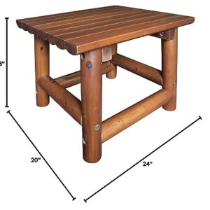 Leigh Country Amber Log Perch Handcrafted Hardwood Acacia Small Rectangular Accent Side End Table for Outdoor, Patio, and Garden, Brown