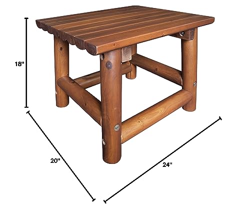 Leigh Country Amber Log Perch Handcrafted Hardwood Acacia Small Rectangular Accent Side End Table for Outdoor, Patio, and Garden, Brown