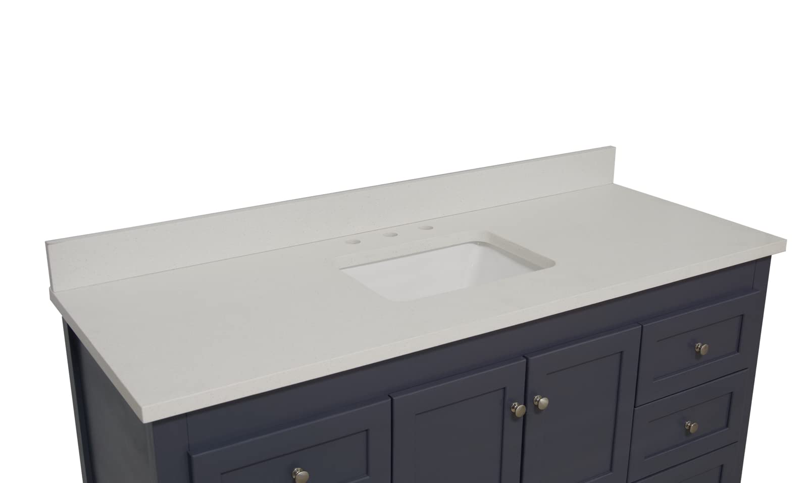 Kitchen Bath Collection Abbey 60-inch Single Bathroom Vanity (White/Quartz): Includes White Cabinet with Quartz Countertop and White Ceramic Sink