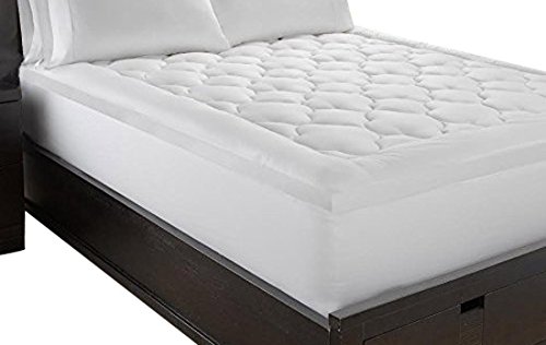 Ella Jayne Home Exquisite Hotel Collection Fluffy Clouds 100% Natural Cotton 300 Thread Count Double Cotton Satin Cover 100% Polyester Mattress Pad, California King Size