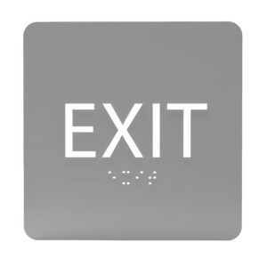 ada central signs - 6" x6" exit sign - ada compliant tactile graphics grade 2 braille text acrylic wall signs - emergency rescue safety door sign for schools, offices, businesses, and restaurants