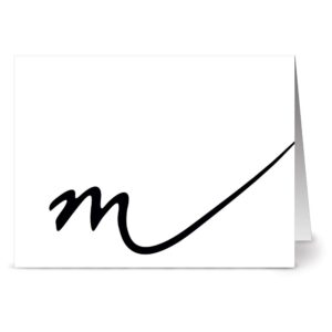 note card café monogram ‘m’ letter cards with grey envelopes | 24 pack | blank inside, glossy finish | simple design | bulk set for stationery, personalized greeting, thank you