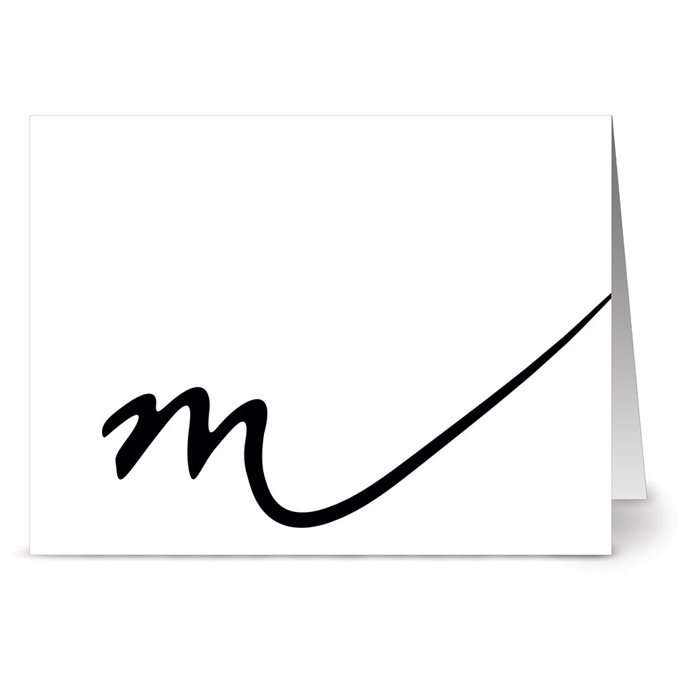 Note Card Café Monogram ‘M’ Letter Cards with Grey Envelopes | 24 Pack | Blank Inside, Glossy Finish | Simple Design | Bulk Set for Stationery, Personalized Greeting, Thank You