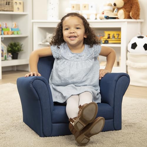 Melissa & Doug Denim Fabric Child’s Armchair (Kid’s Furniture, 23”L x 17.5”W x 18.3”H) - Children's Furniture, Child's Reading Chair, Chairs For Toddlers, Oversized Kid's Armchair